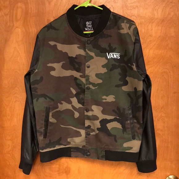 Vans | Jackets & Coats | Vans Off The Wall Camo Varsity Jacket Size Xl ...